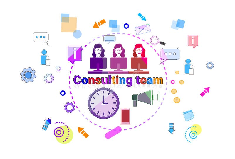 Consulting Team Support Technical Online Chat Web Banner Stock Vector ...