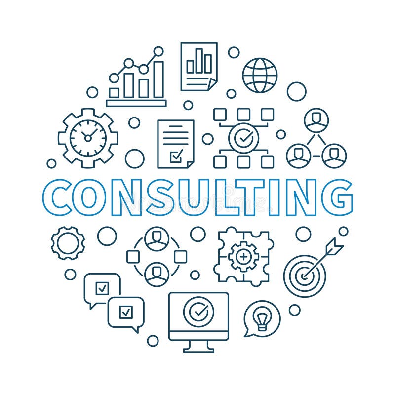 Business Consulting Vector Illustration in Outline Style Stock Vector ...