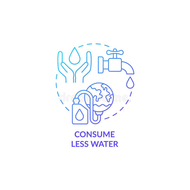 Consume less Water Blue Gradient Concept Icon Stock Vector ...