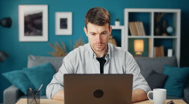 Consumed Man Working Laptop Home Stock Photo - Image of desk, consumed ...