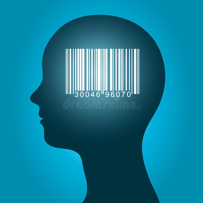 Consumer Barcode in a Female Head Stock Vector - Illustration of ...