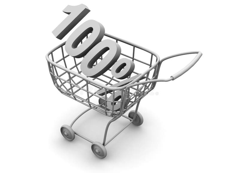 Consumer Basket with 100 Percent Stock Illustration - Illustration of ...