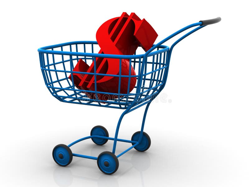 Consumer Basket with Dollar Stock Illustration - Illustration of ...