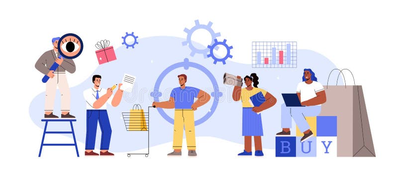 Consumer Behavior and Decision of Purchasing Process, Flat Vector ...