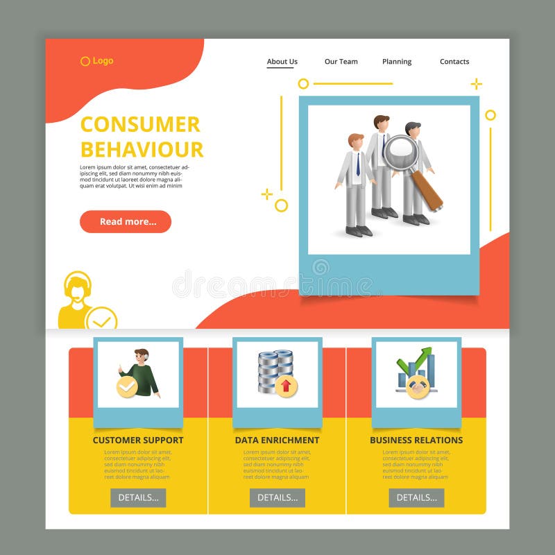 Consumer Behaviour Flat Landing Page Website Template. Customer Support ...