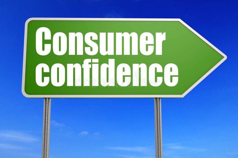 Consumer Confidence Word with Green Road Sign Stock Illustration ...