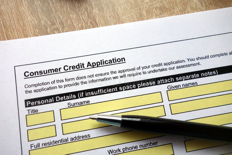 Consumer Credit Application Form Stock Image - Image of market, filling ...
