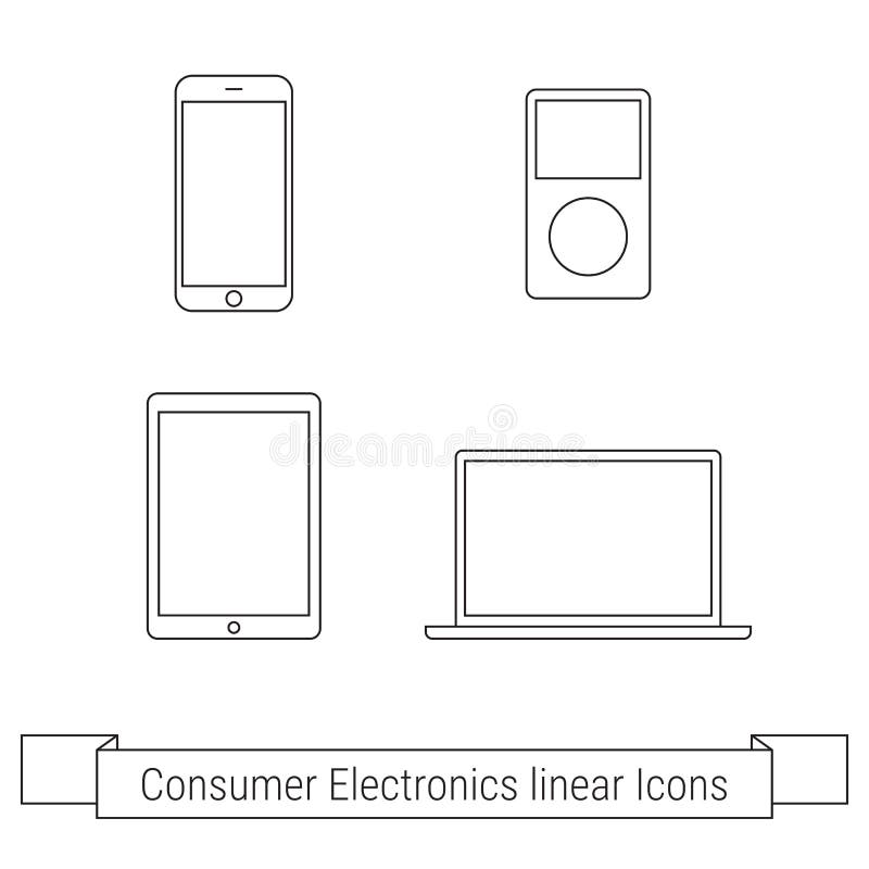 Consumer Electronics Linear Icons Stock Illustration - Illustration of ...