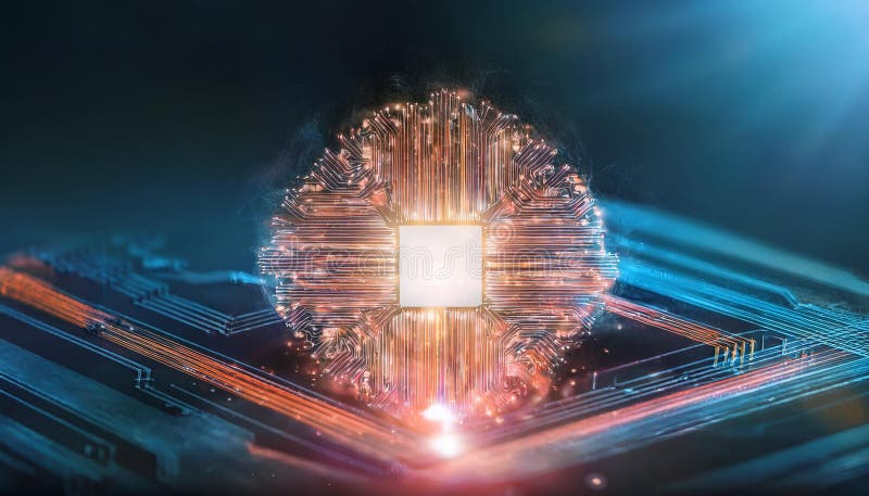 Consumer Future and Technology Concepts: Quantum Computing Concept, Glowing Circuits and ...