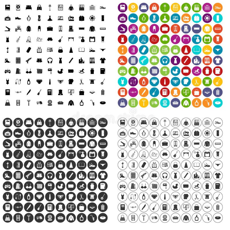 100 Consumer Goods Icons Set Vector Variant Stock Vector - Illustration ...