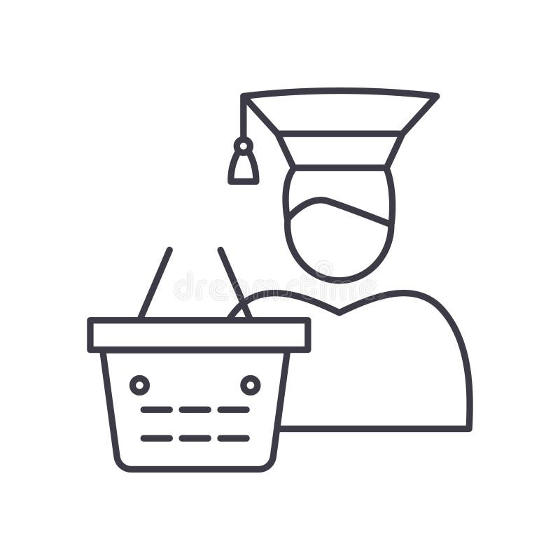 Consumer Learning Icon, Linear Isolated Illustration, Thin Line Vector ...