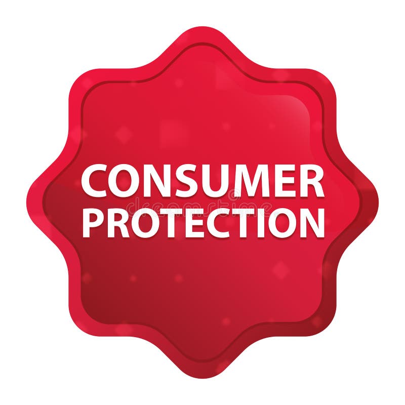 Consumer Protection Misty Rose Red Starburst Sticker Button Stock ...