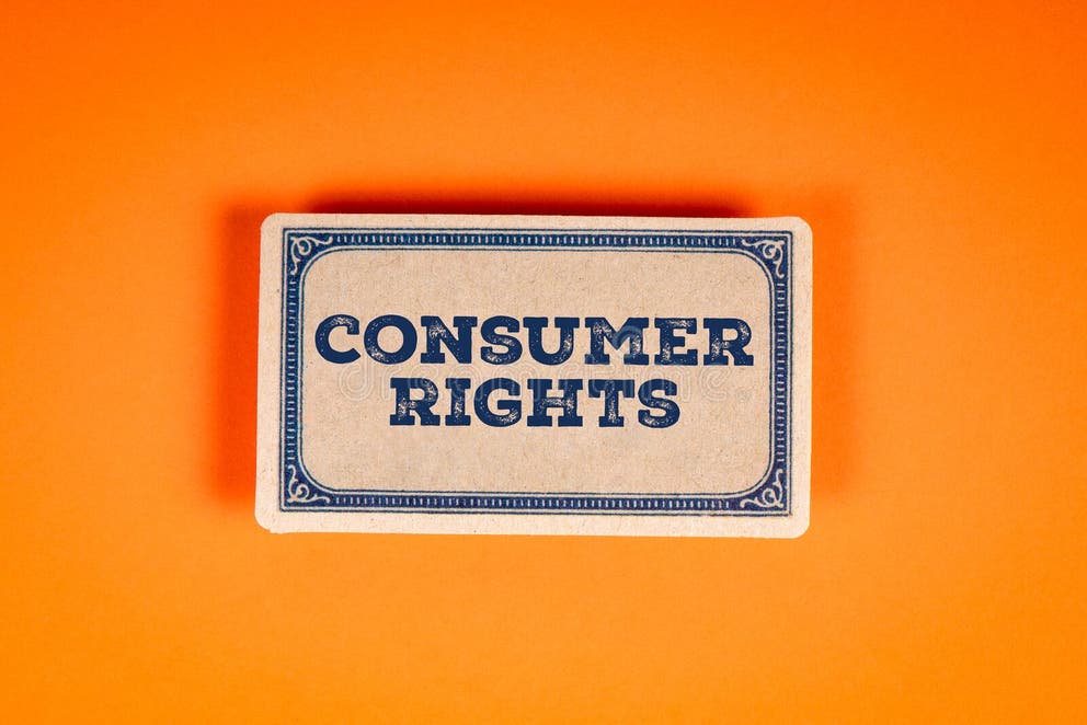 Consumer Rights. Cardboard Sticker with Text on an Orange Background ...