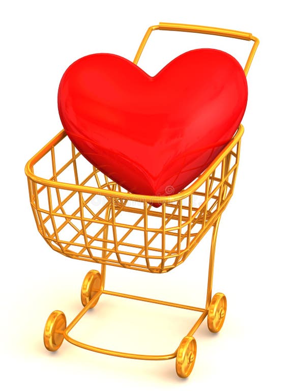 Consumer S Basket with Heart Stock Illustration - Illustration of ...