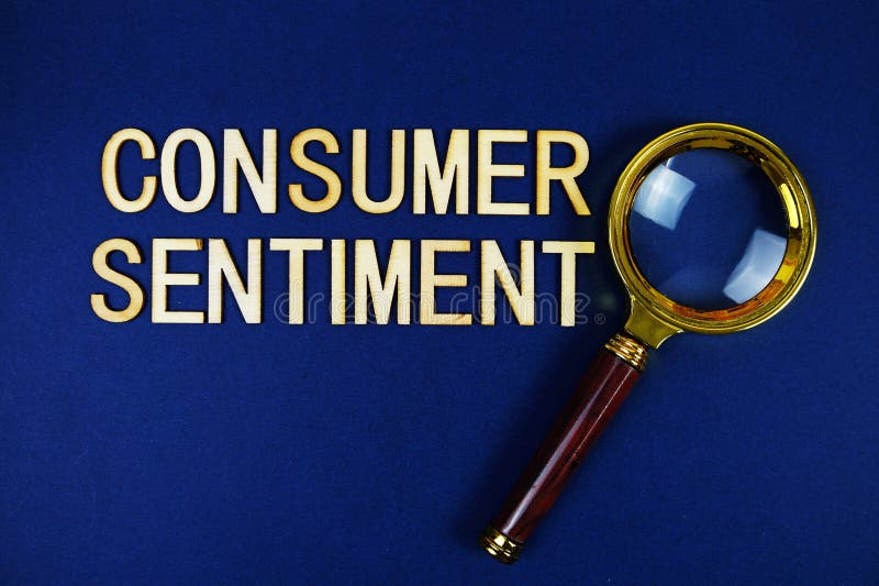 Consumer Sentiment Alphabet Letters with Magnifying Glass on Navy Blue ...
