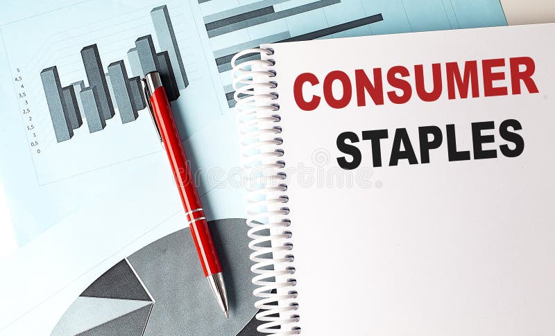 CONSUMER STAPLES Text on Notebook on Chart Background Stock Image ...