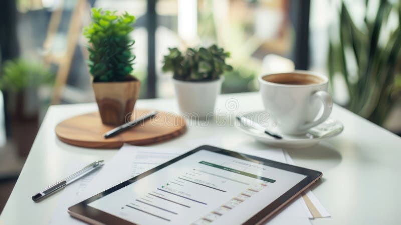Consumer Survey Quality Document on a White Table, with a Tablet and ...