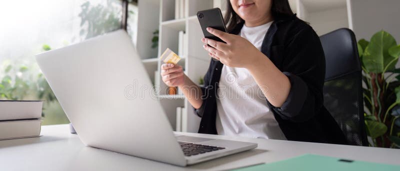 Consumer Using Smartphone and Laptop for Secure Online Shopping Stock ...