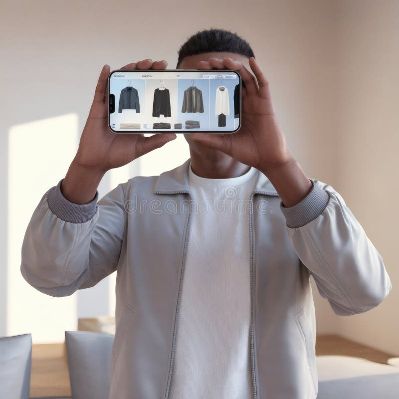 A Consumer Using Augmented Reality To Try on Clothes Virtually Via a ...