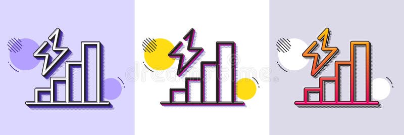 Consumption Growth Line Icon. Electric Power Up Trend Sign. Halftone ...