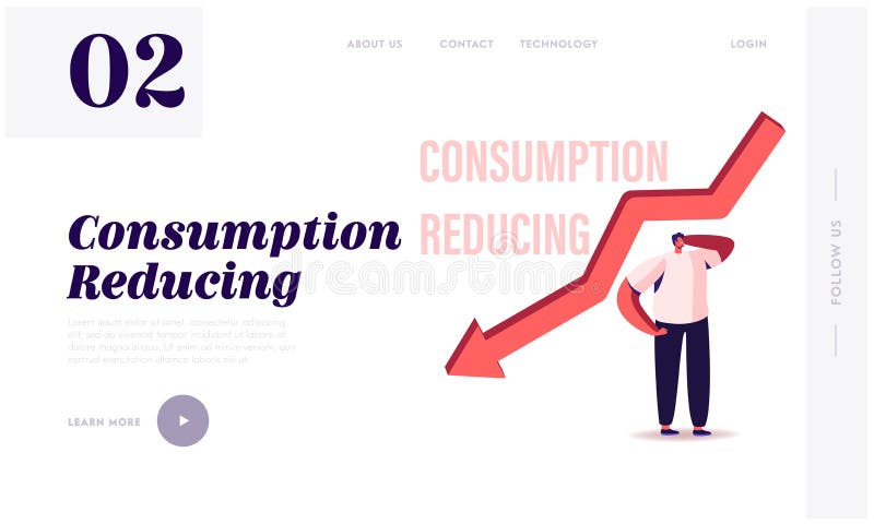 Consumption Reducing, Saving Money Landing Page Template. Tiny Male ...
