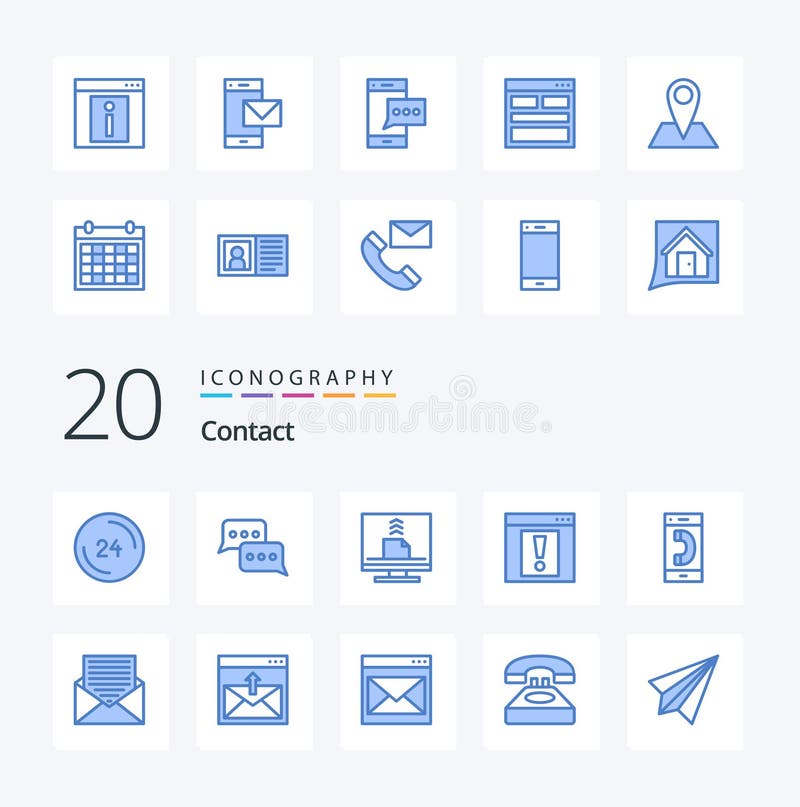 20 Contact Blue Color Icon Pack Like Web Contact Message Email Contact ...