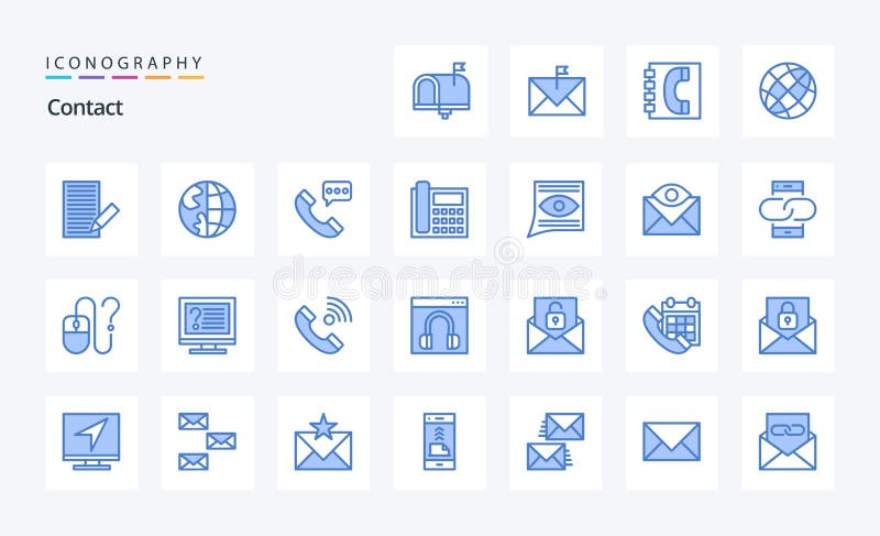 25 Contact Blue icon pack stock vector. Illustration of communication ...