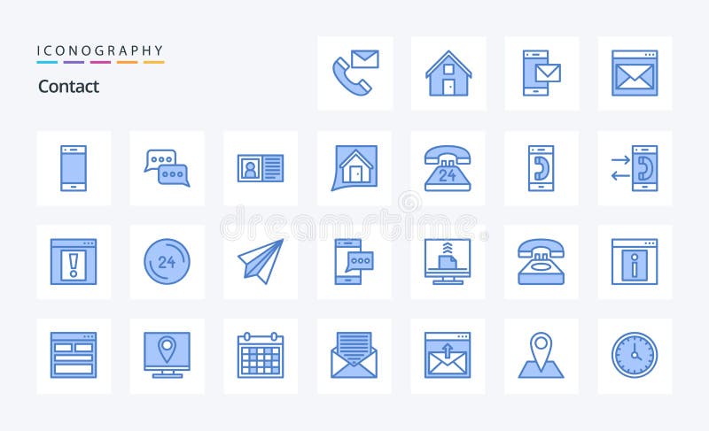 25 Contact Blue icon pack stock vector. Illustration of contacts ...