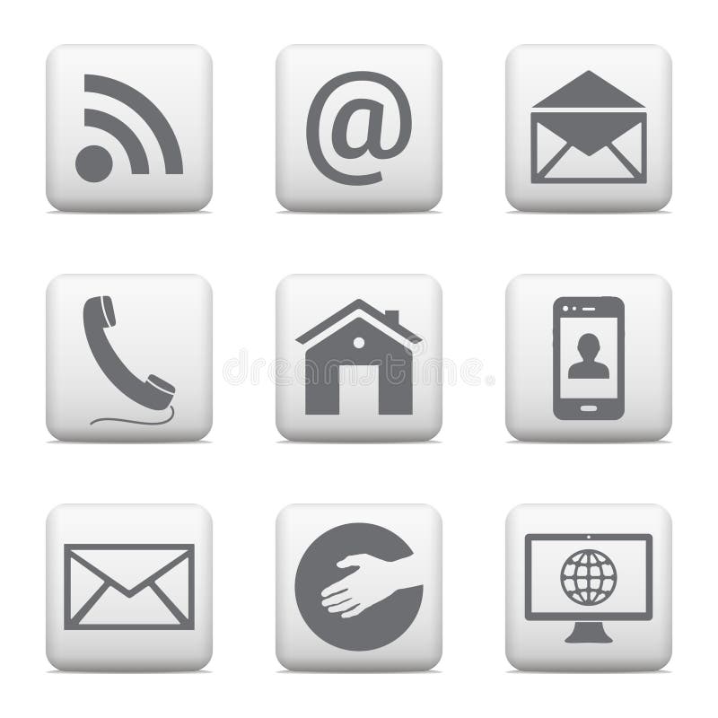 Contact Buttons Set, E-mail Icons Stock Vector - Illustration of ...