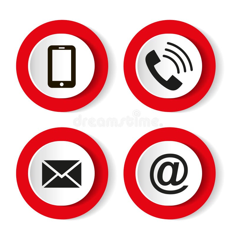 Contact Buttons Set - Email, Envelope, Phone, Mobile Icons. Vector ...