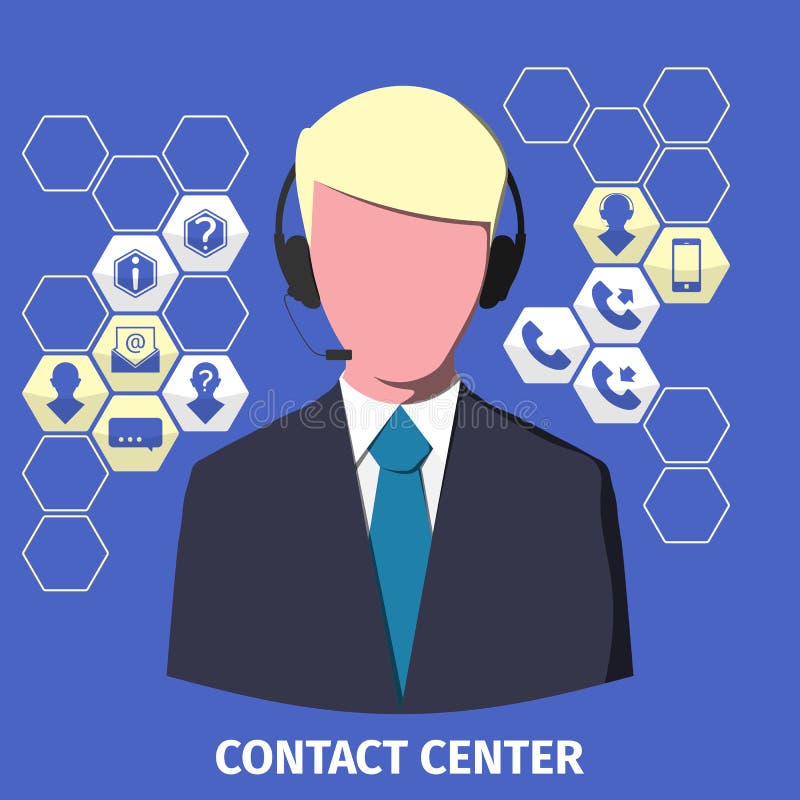 Contact center employee stock vector. Illustration of contact - 65187095