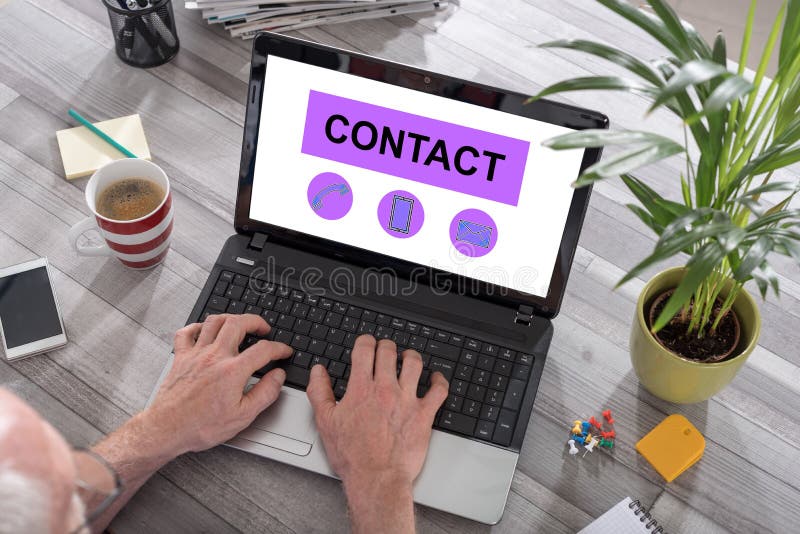 Contact Concept on a Laptop Stock Image - Image of answering, telephone ...