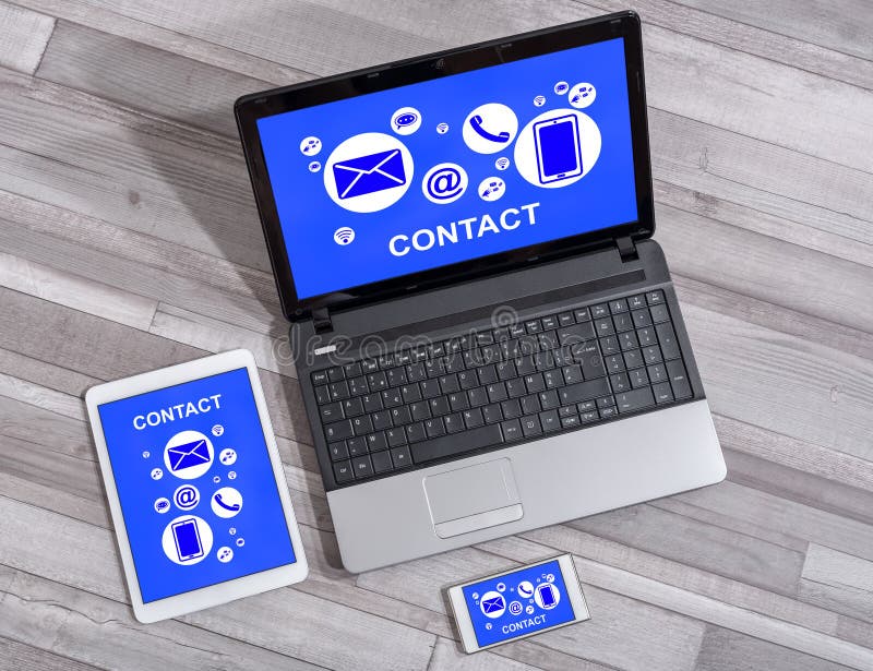 Contact Concept on Different Devices Stock Image - Image of laptop ...