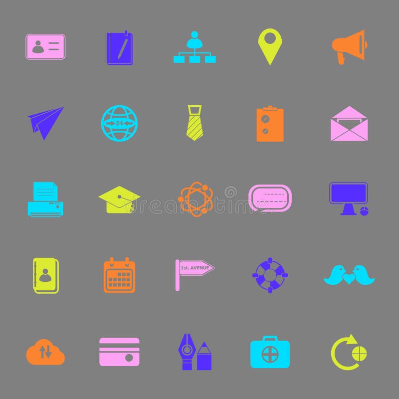 Contact Connection Color Icons on Gray Background Stock Vector ...