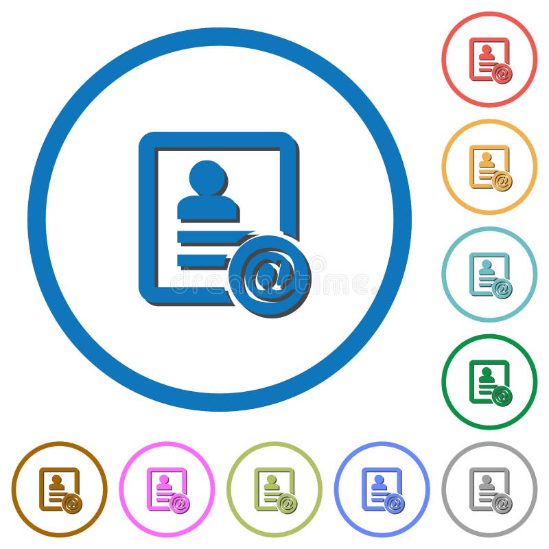 Contact Email Icons with Shadows and Outlines Stock Vector ...