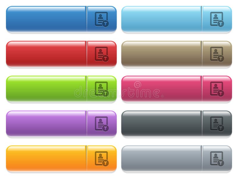 Contact Filter Icons on Color Glossy, Rectangular Menu Button Stock ...