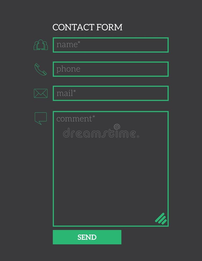 Contact form template stock vector. Illustration of sign - 63884722