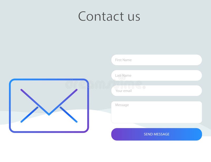 Contact Form Window. Template of Feedback Page with Gradient Mail Icon ...
