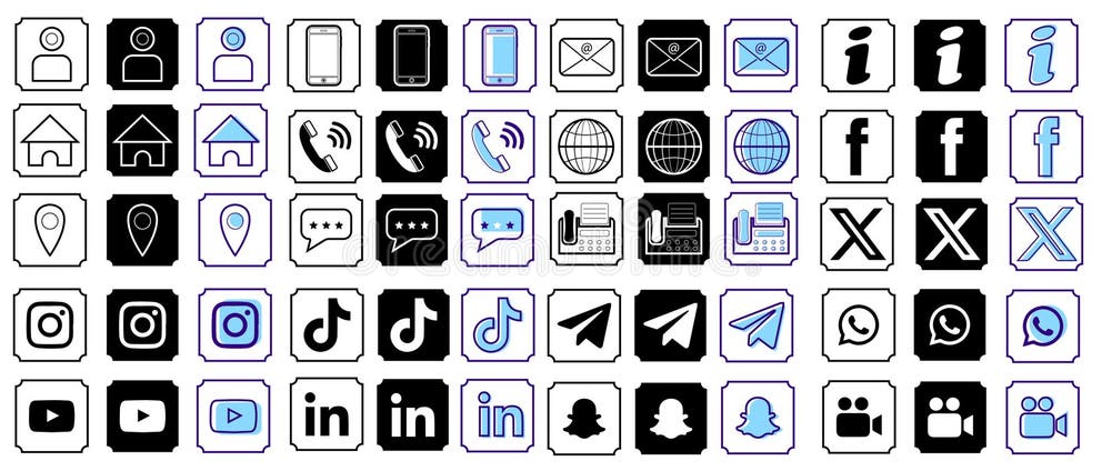 Social Media Contact Icons Stock Illustrations – 89,985 Social Media ...