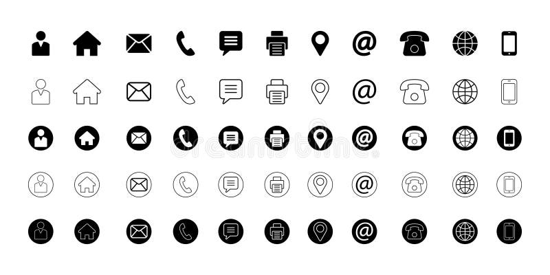 Contact Icon Collection Vector Illustration Stock Vector - Illustration ...