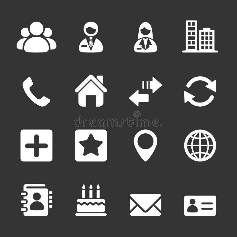 Contact flat icons stock vector. Illustration of birthday - 39386752