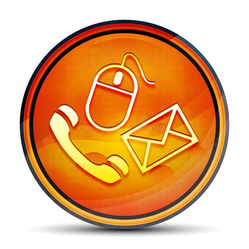 Contact Icon Shiny Bright Orange Round Button Illustration Stock ...
