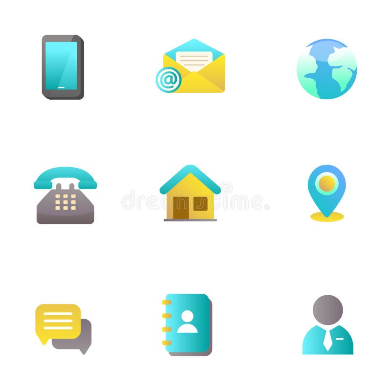 Contact Icons Collection in Gradient Style Stock Vector - Illustration ...