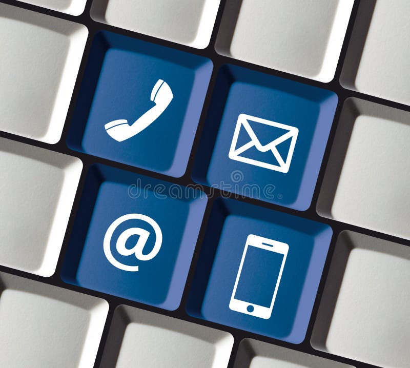 Contact Icons on Computer Keyboard Phone Email Mobile Stock Image ...