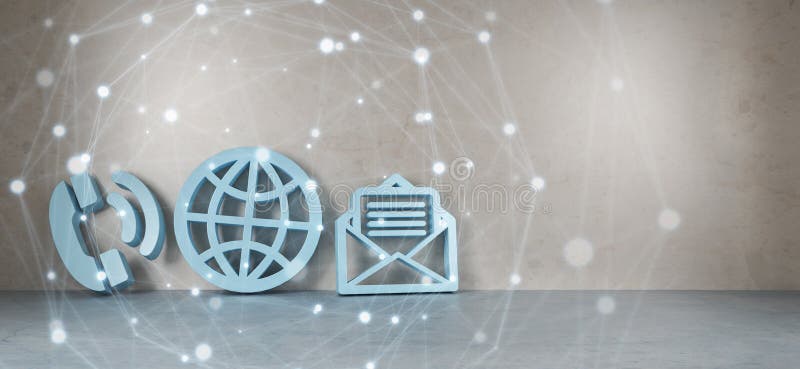 Contact Icons in Modern Interior 3D Rendering Stock Illustration ...