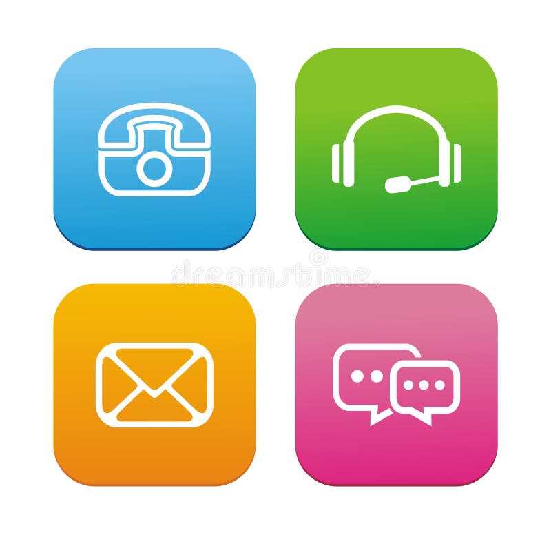 Contact Icons - Flat Style Icons Stock Illustration - Illustration of ...