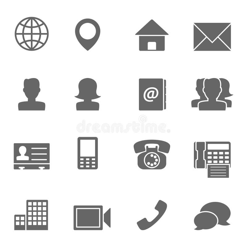 Contact Us Icons on Metallic Buttons Stock Vector - Illustration of ...