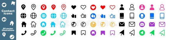 Contact Icons. Web Icon Set Stock Illustration - Illustration of ...
