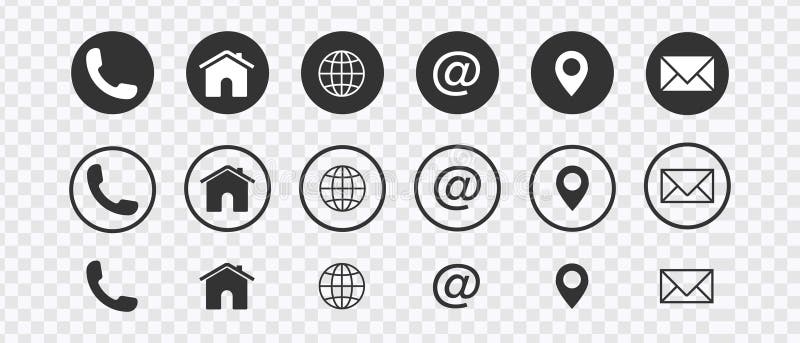 Contact Information Icon Set for Web and Business Card Design Stock ...