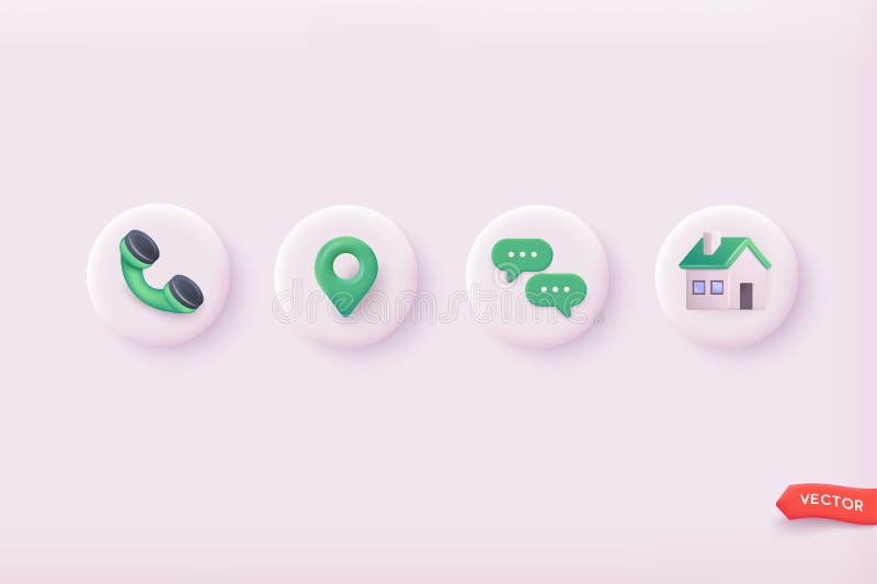 Contact Information Icons. 3D Web Vector Illustrations Stock Vector ...